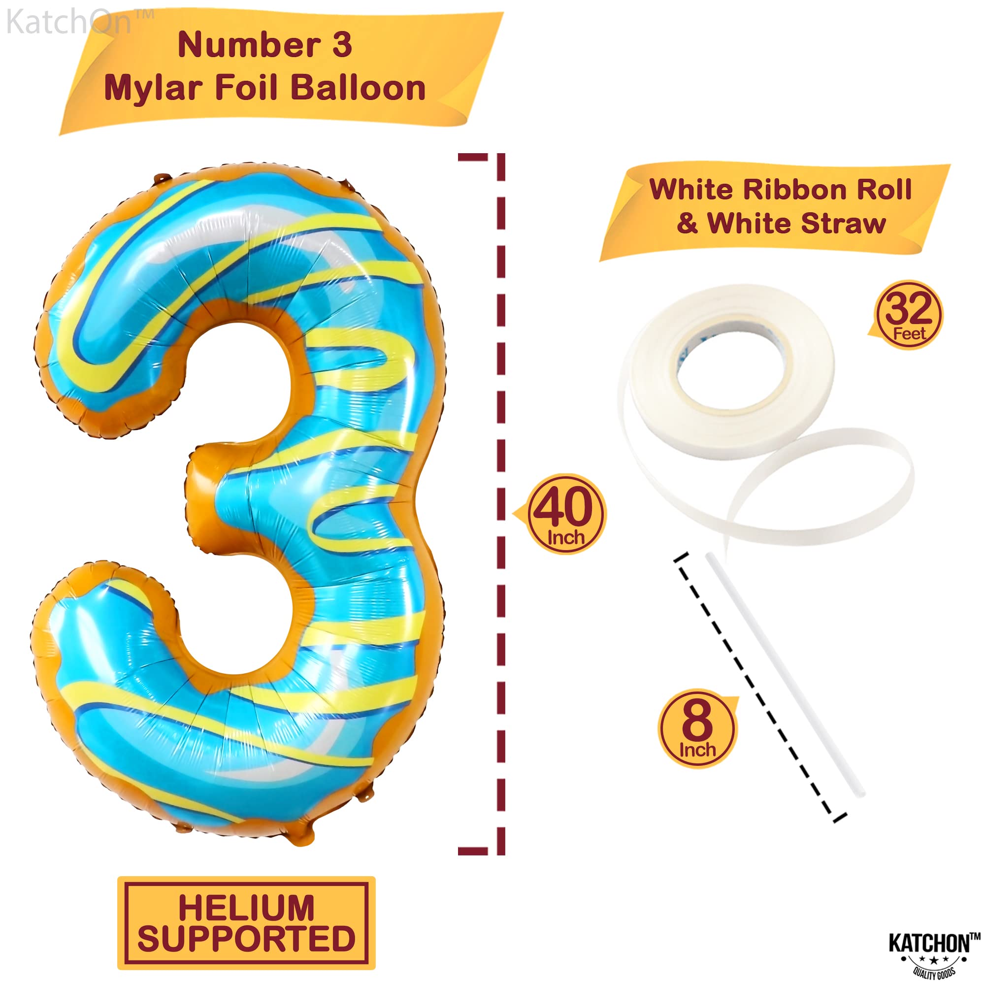 Snapklik.com : Huge Donut Number 3 Balloon - 40 Inch Number 3 Donut ...