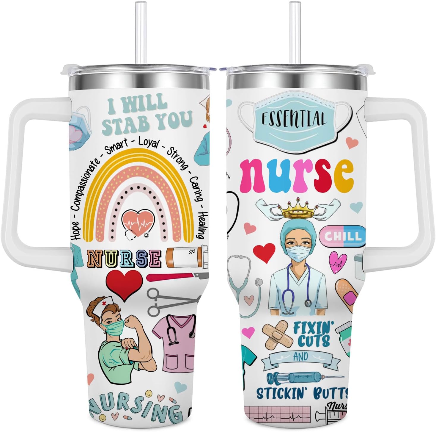 Amazon.com: Jiaazerd Nurse Tumbler Cup - 40 Oz, Nurse Appreciation ...