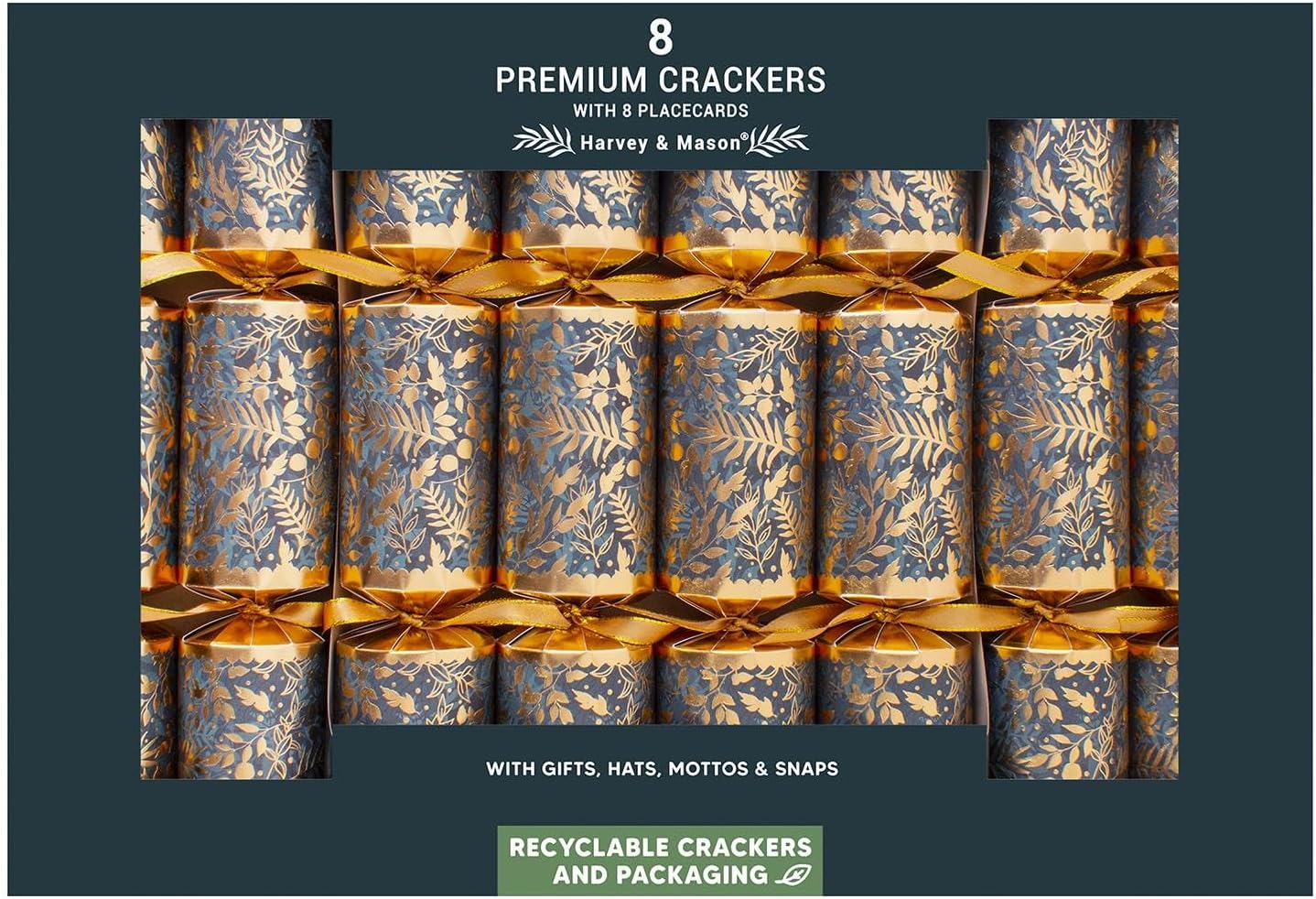 Harvey & Mason 8 Berryblue Christmas Crackers - Deluxe Premium Blue ...