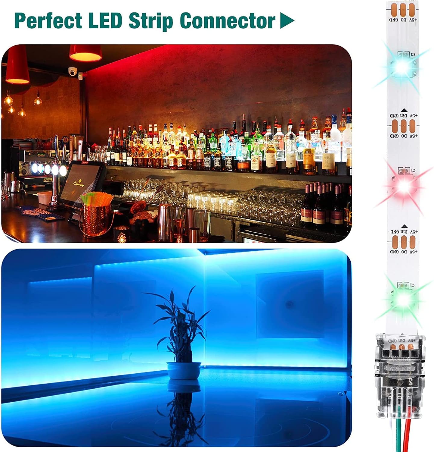 3 Pin LED Strip Connector Terminal for Led Strip Lights Non-Waterproof ...