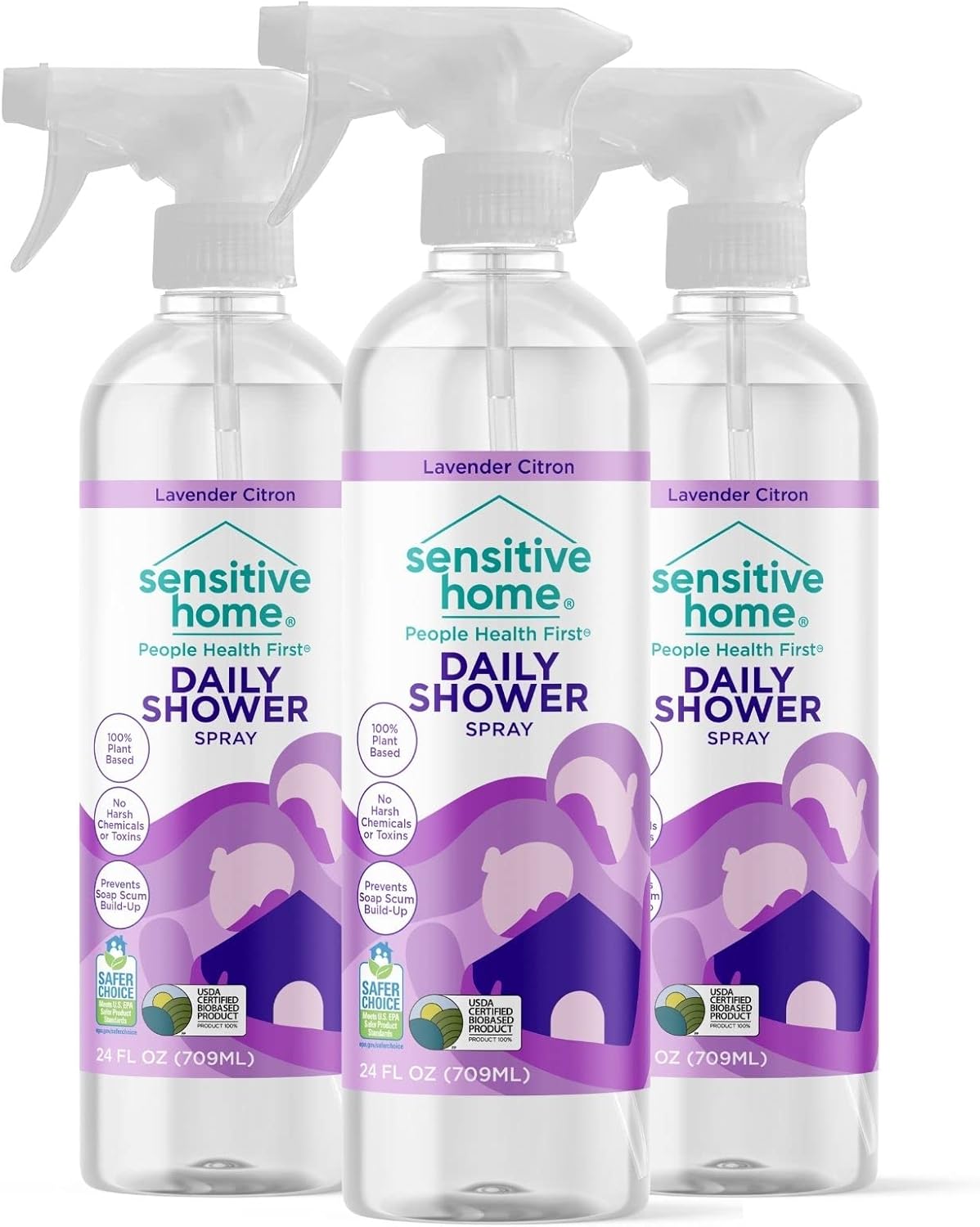 Amazon.com: Sensitive Home Plant-Based Daily Shower Cleaner 3-Pack ...