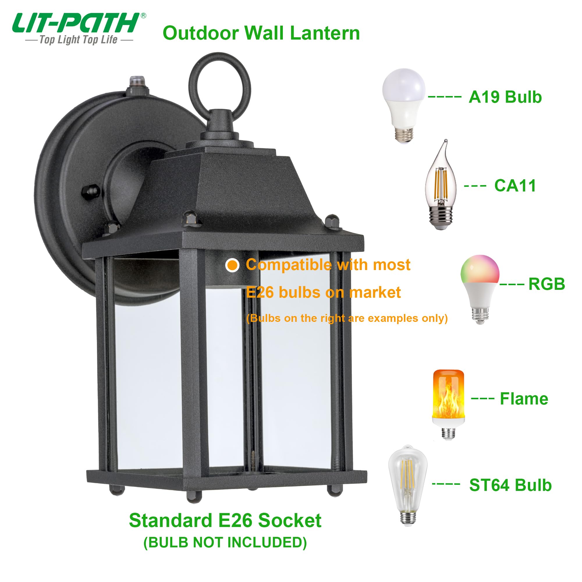 Snapklik.com : LIT-PaTH Dusk To Dawn Outdoor Wall Lantern, Wall Sconce ...