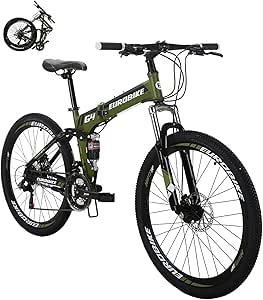 Amazon.com : EUROBIKE Adult Folding Bike,Dual Disc Brake 26 Inch Foldable Mountain Bikes,21 ...