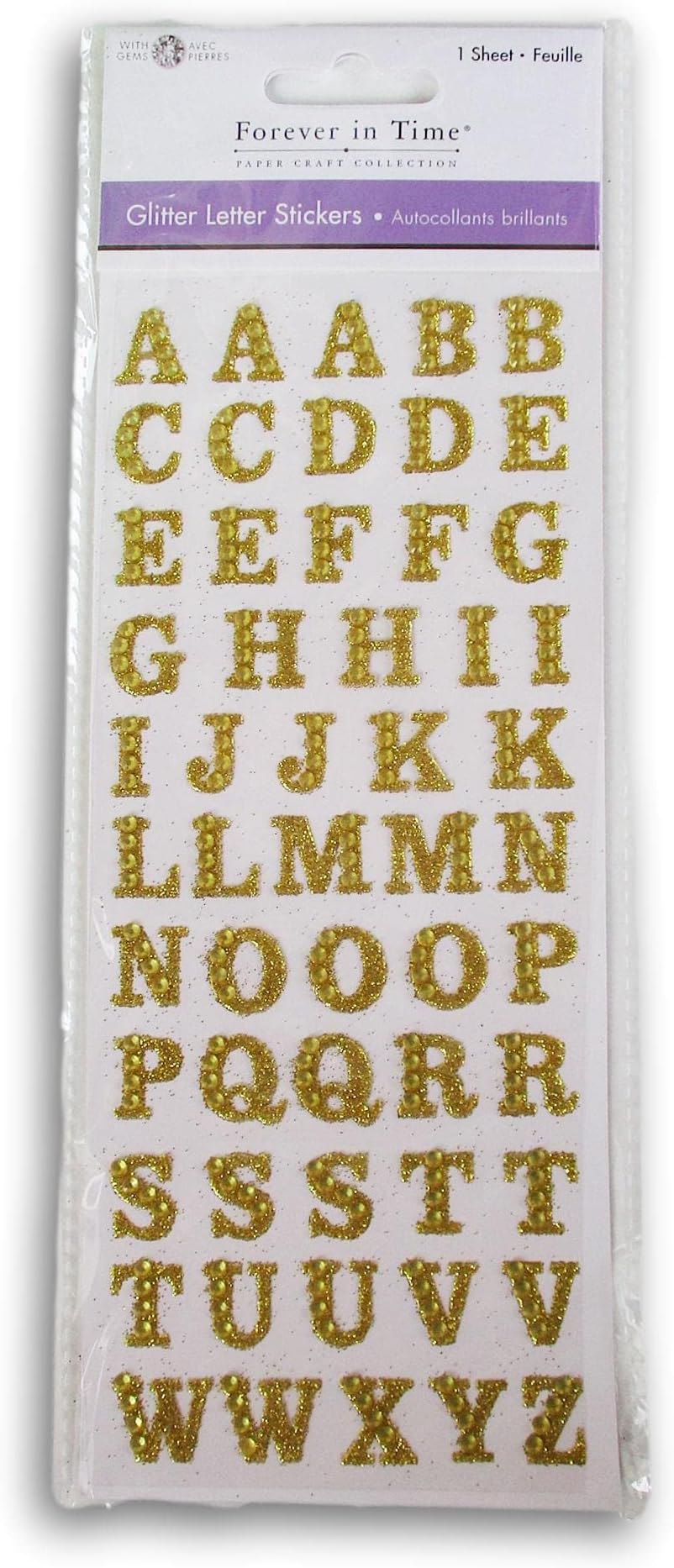 Amazon.com: Gem Studded Alphabet Stickers - Gold Colored Adhesive Small ...
