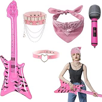 GMHLLES 5Pcs Rock Star Fancy Dress Kids Girls Rockstar Costume Rockstar ...