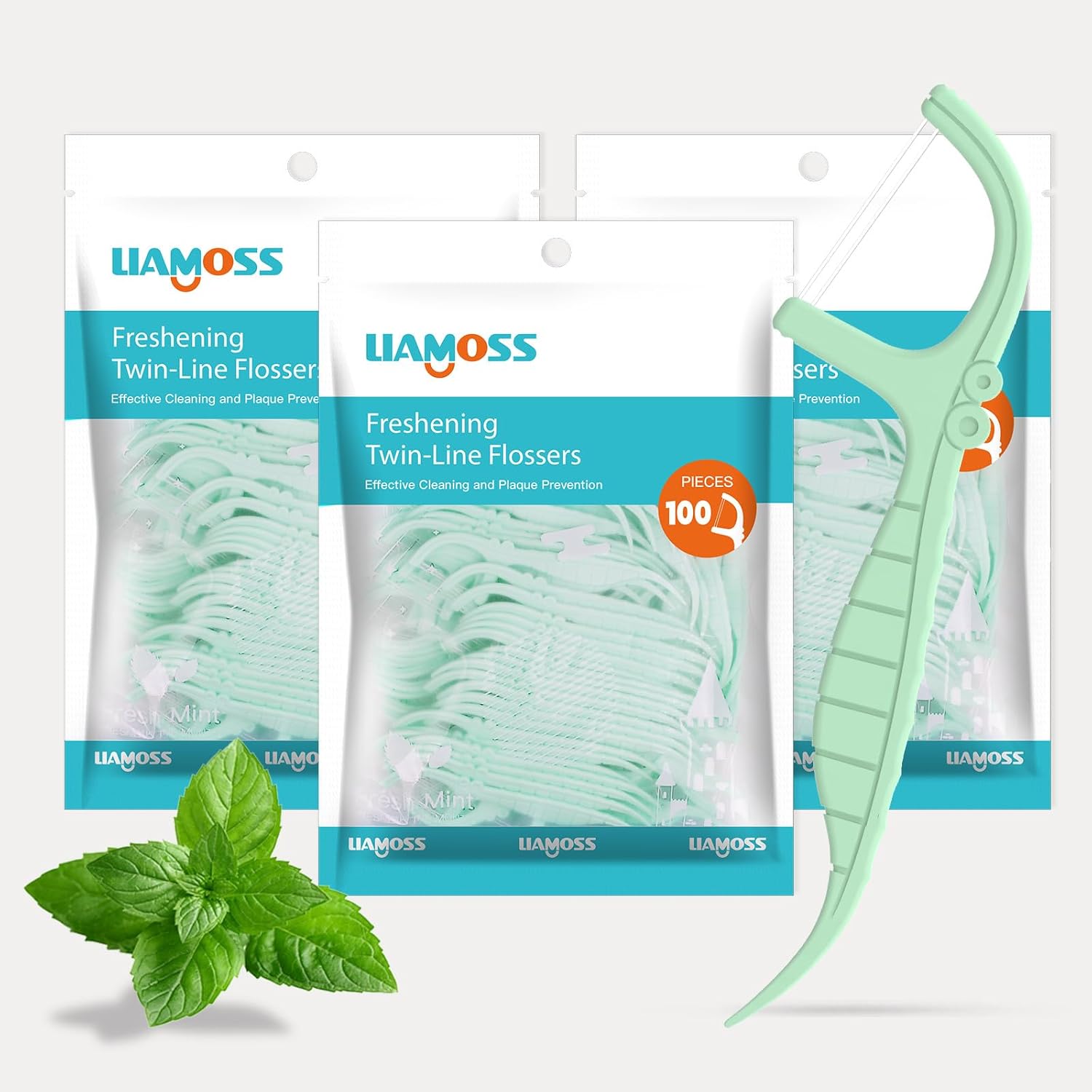 LIAMOSS Dental Floss Picks-300 Count Mint Floss Picks,Double Line ...