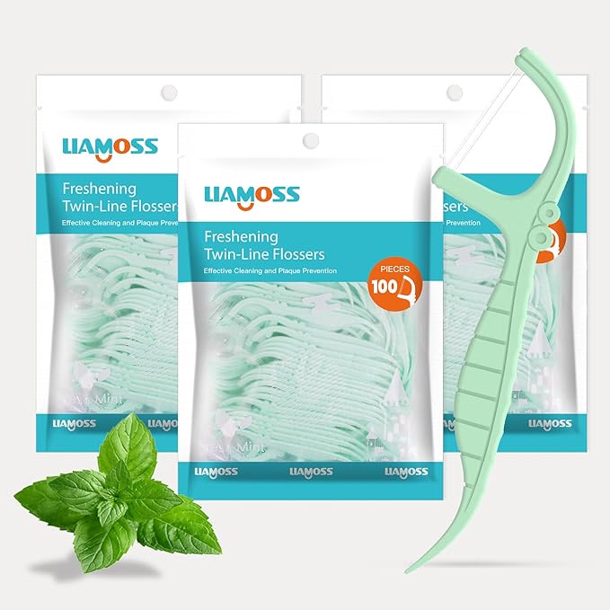 Amazon.com : Twin Line Dental Floss Picks,300 Count Mint Flavor Dental ...