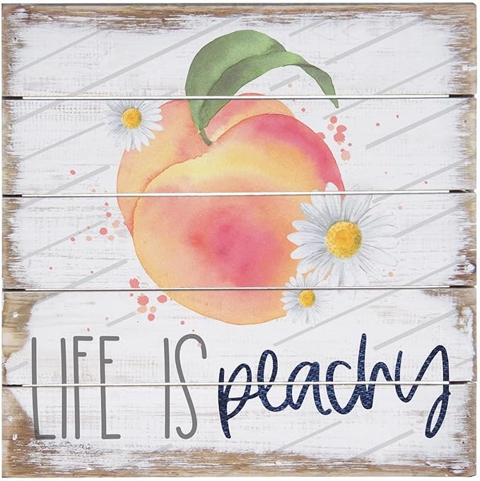 Amazon.com: Life Is Peach Sign - Rustic Wood Peach Sign - Peach Decor ...