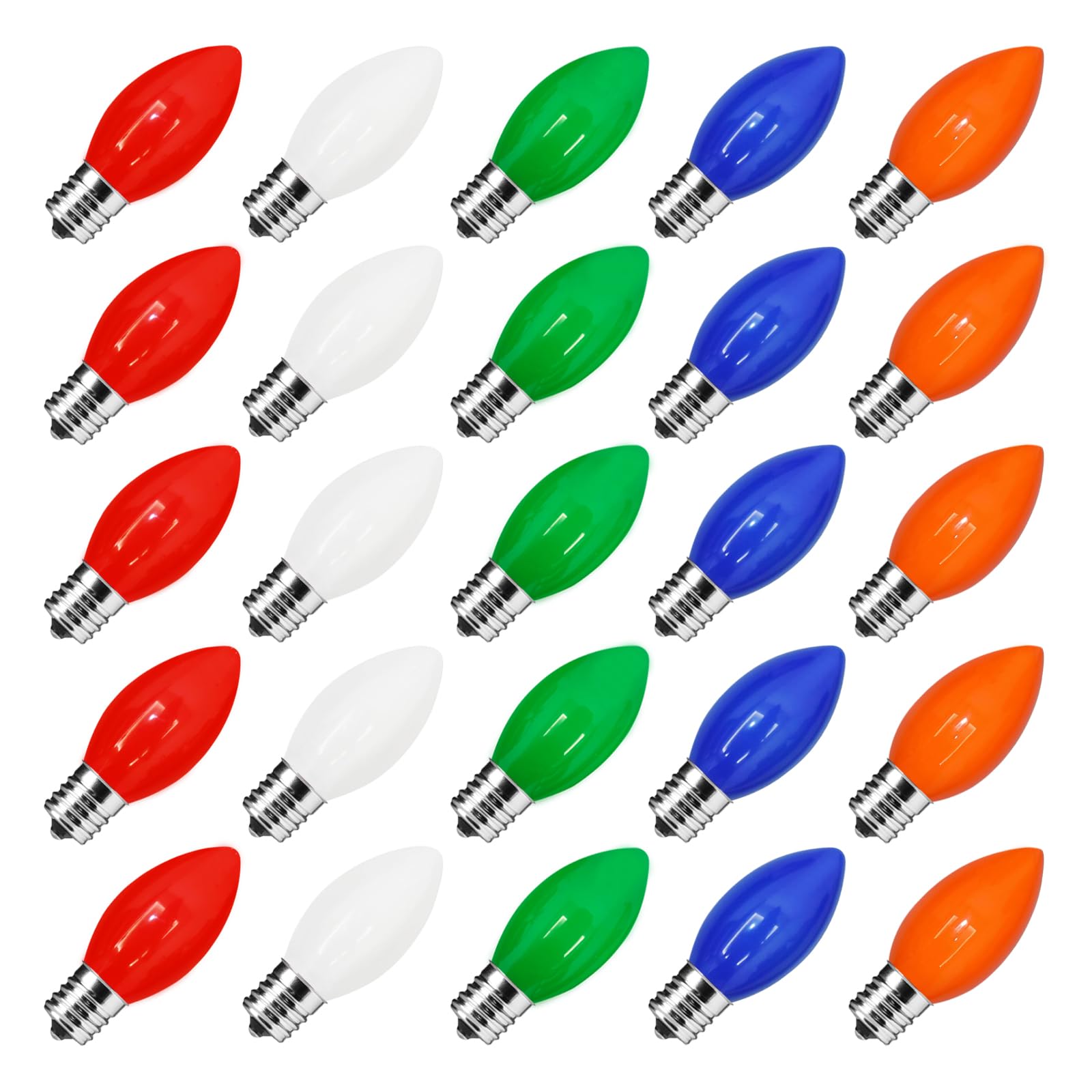 C9 Incandescent Light Bulbs Christmas Light Bulbs, 25 Pack C9 Opaque ...