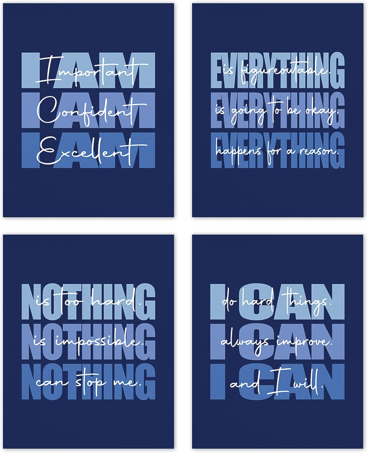 Amazon.com: TLESKE Navy Blue Inspirational Posters Prints Unframed Set ...