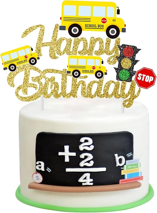 Amazon.com: School Bus Birthday Cake Topper Back to School Party Cake ...