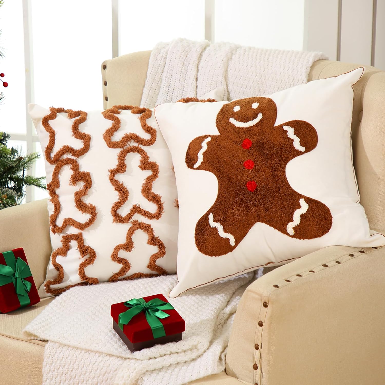 Amazon.com: Pickmesh Christmas Throw Pillow Covers 18x18 inch Set of 2 ...