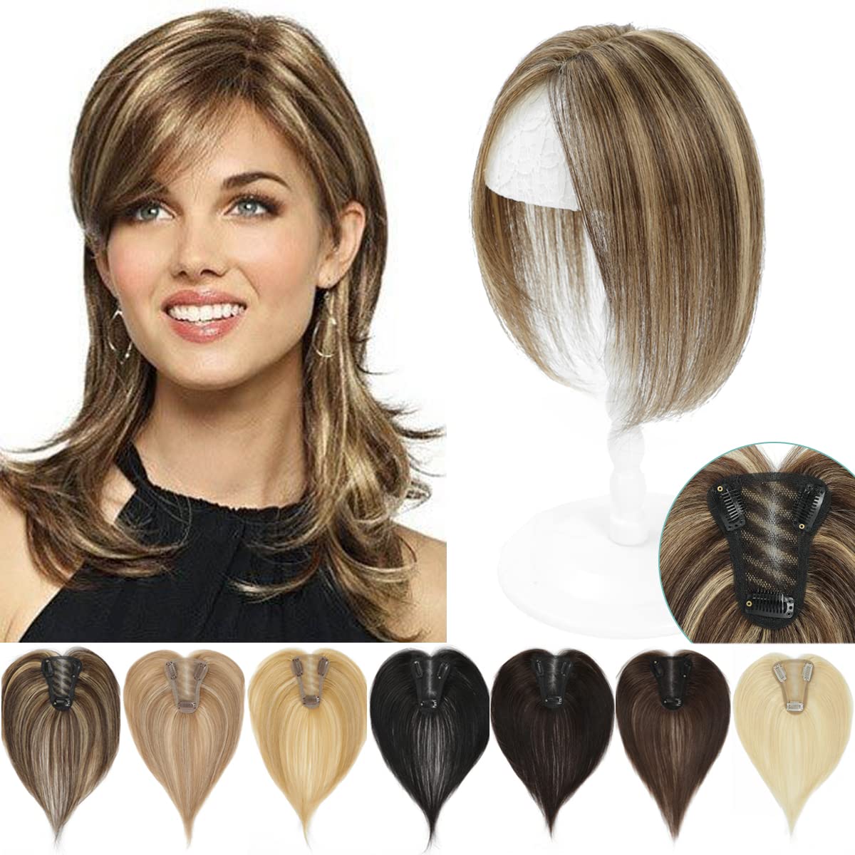 Amazon.com : YAMI Hair Toppers for Women Real Human Hair Upgraded Swiss ...