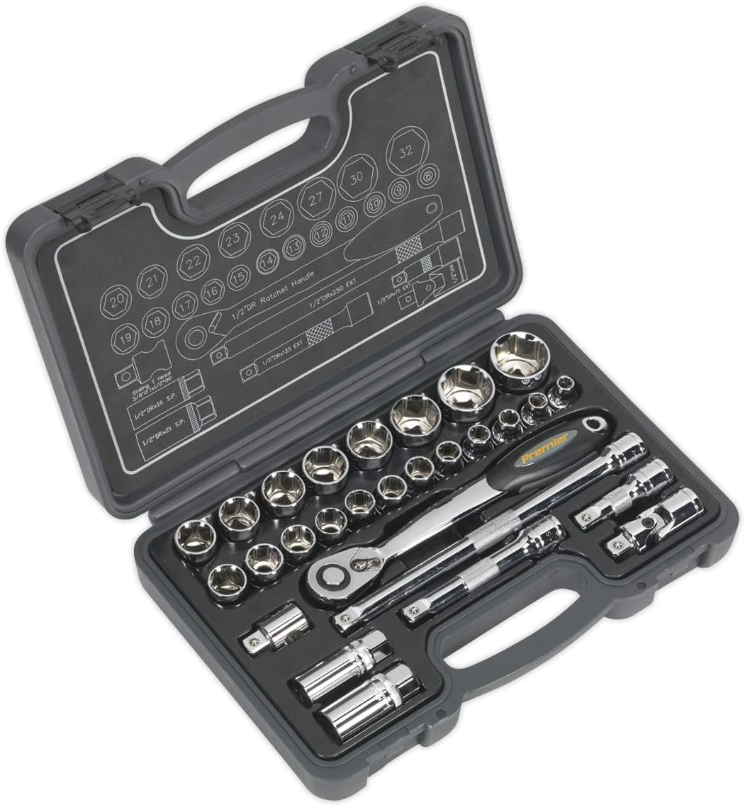 Sealey Ak7953 Socket Set 28Pc 1/2Sq Drive 6Pt Walldrive Metric : Amazon ...