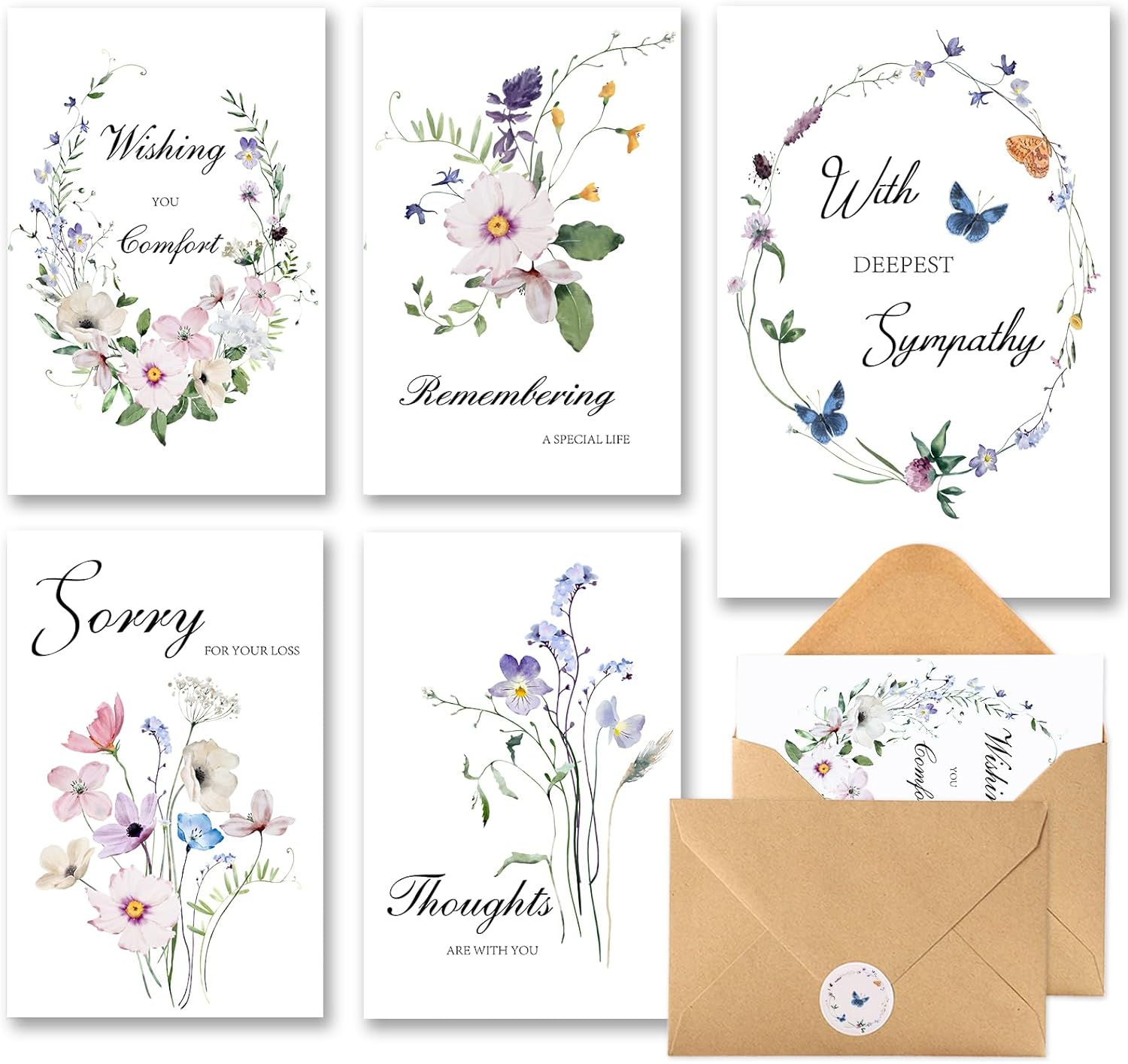 Amazon.com : Citmage 20 Packs Sympathy Greeting Card with Envelopes for ...