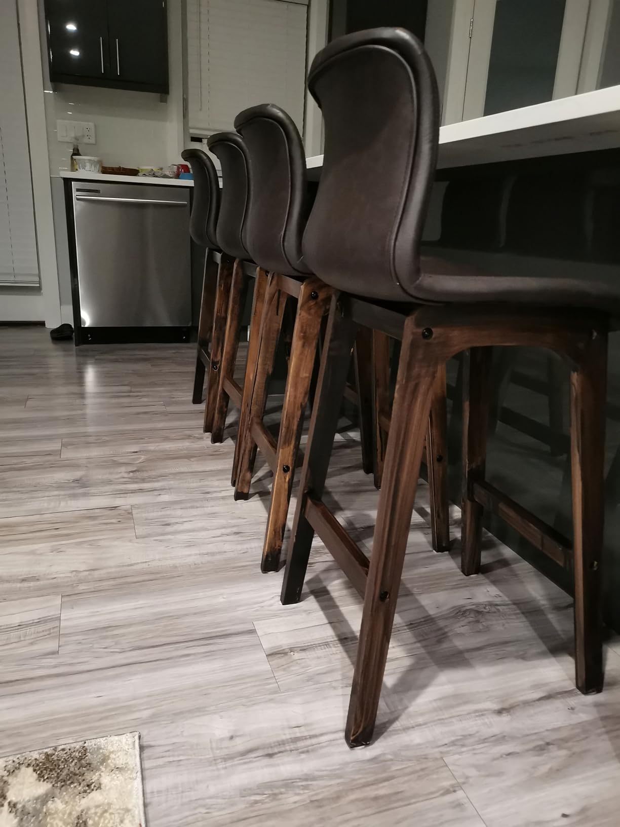 HOMCOM Modern Bar Stools Set of 2, Counter Height Bar Chair with PU ...