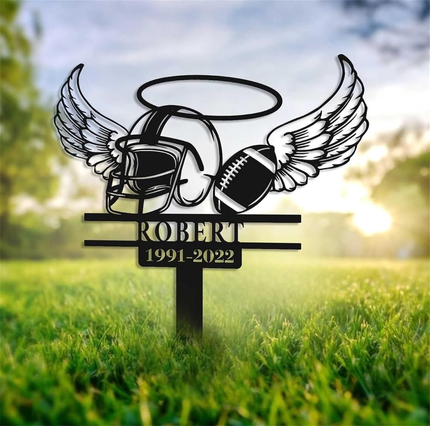 Amazon.com: FrAnny Custom Football Grave Marker,Football Silhouette ...