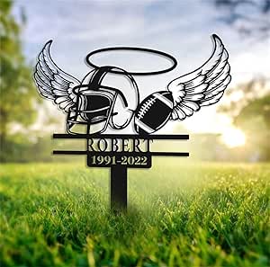Amazon.com : FrAnny Custom Football Grave Marker,Football Silhouette ...