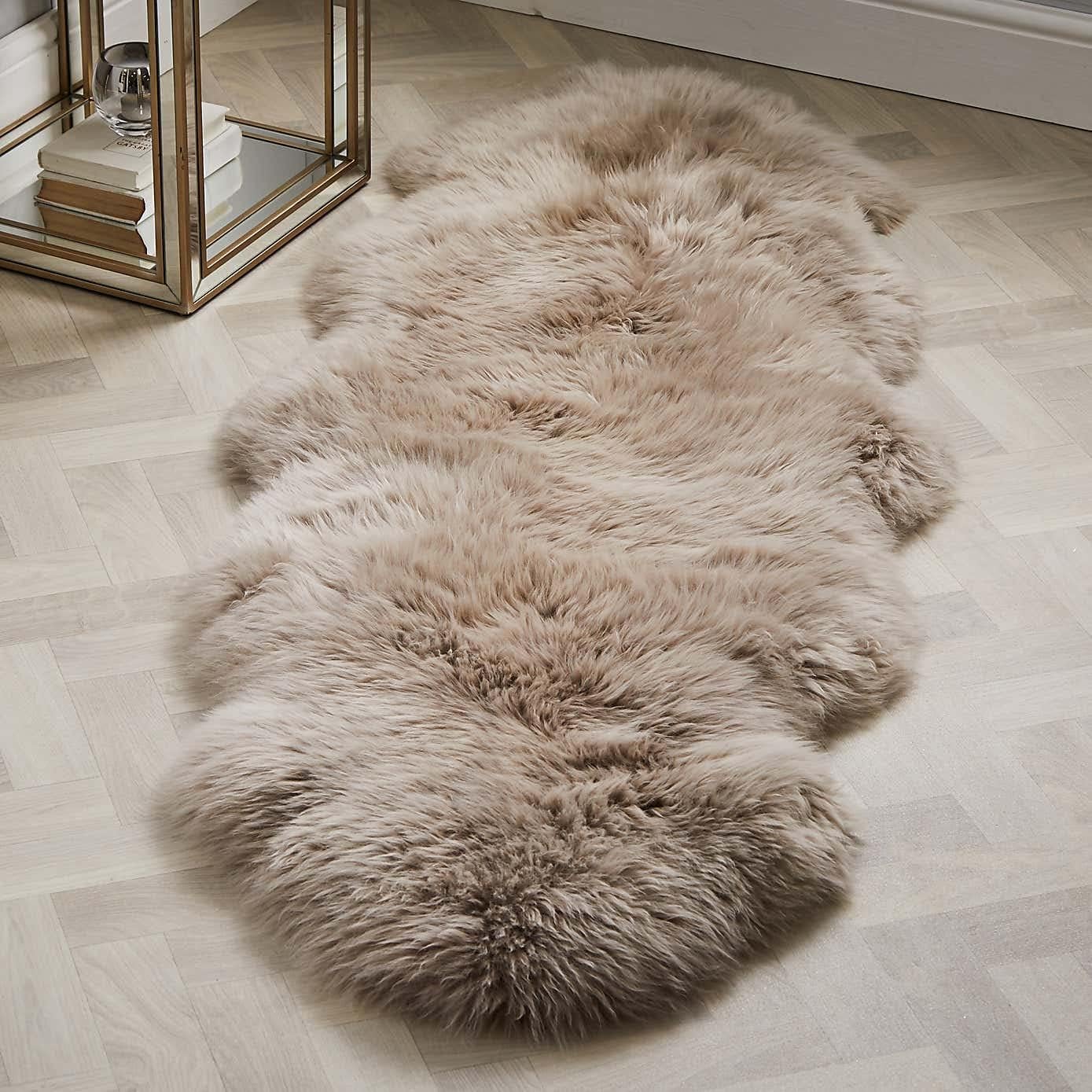 Genuine Double Natural Sheepskin Rug with Extra Thick Wool (190cm x ...