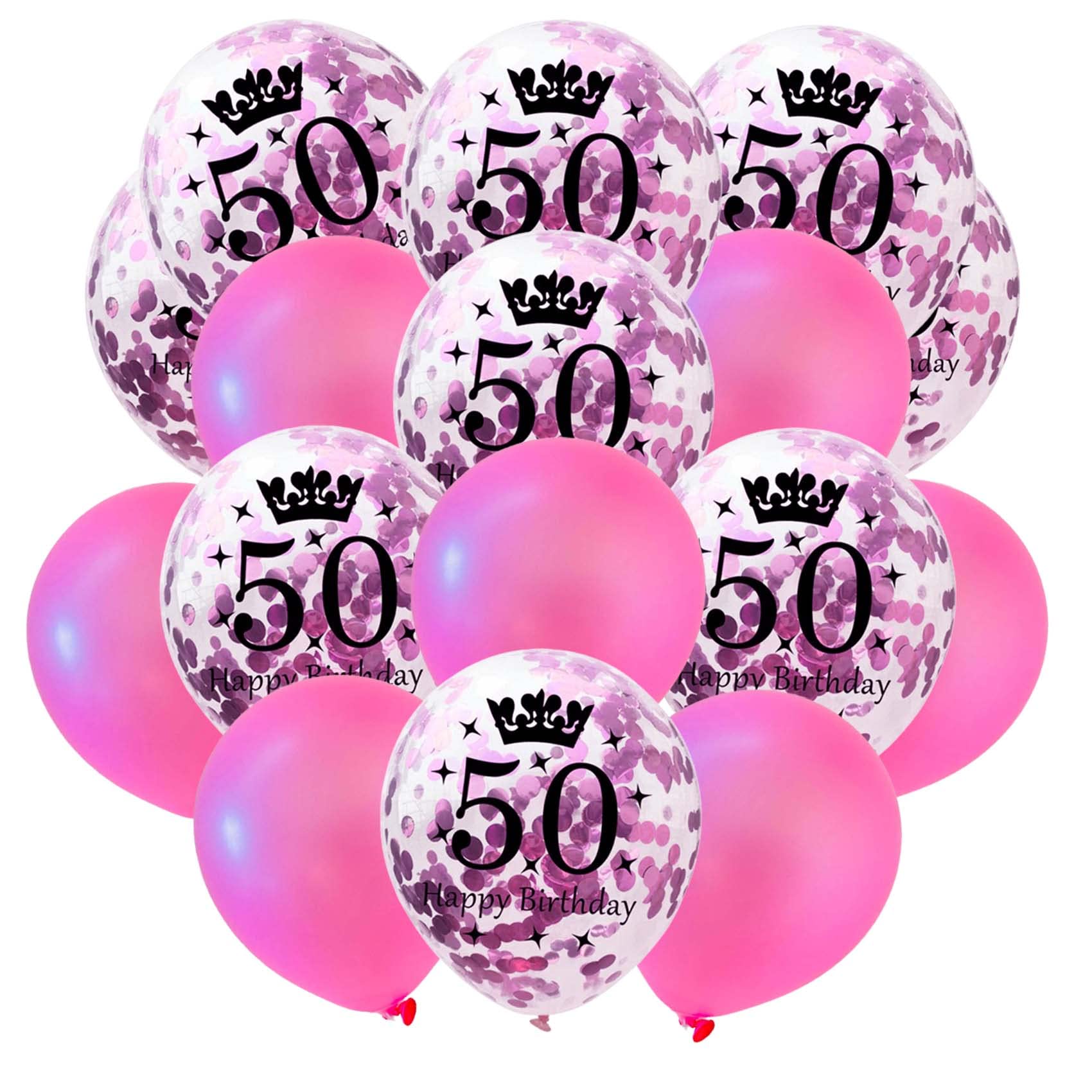Happy Birthday Balloons 12 Inch 50th Birthday Balloons Metallic Pink ...