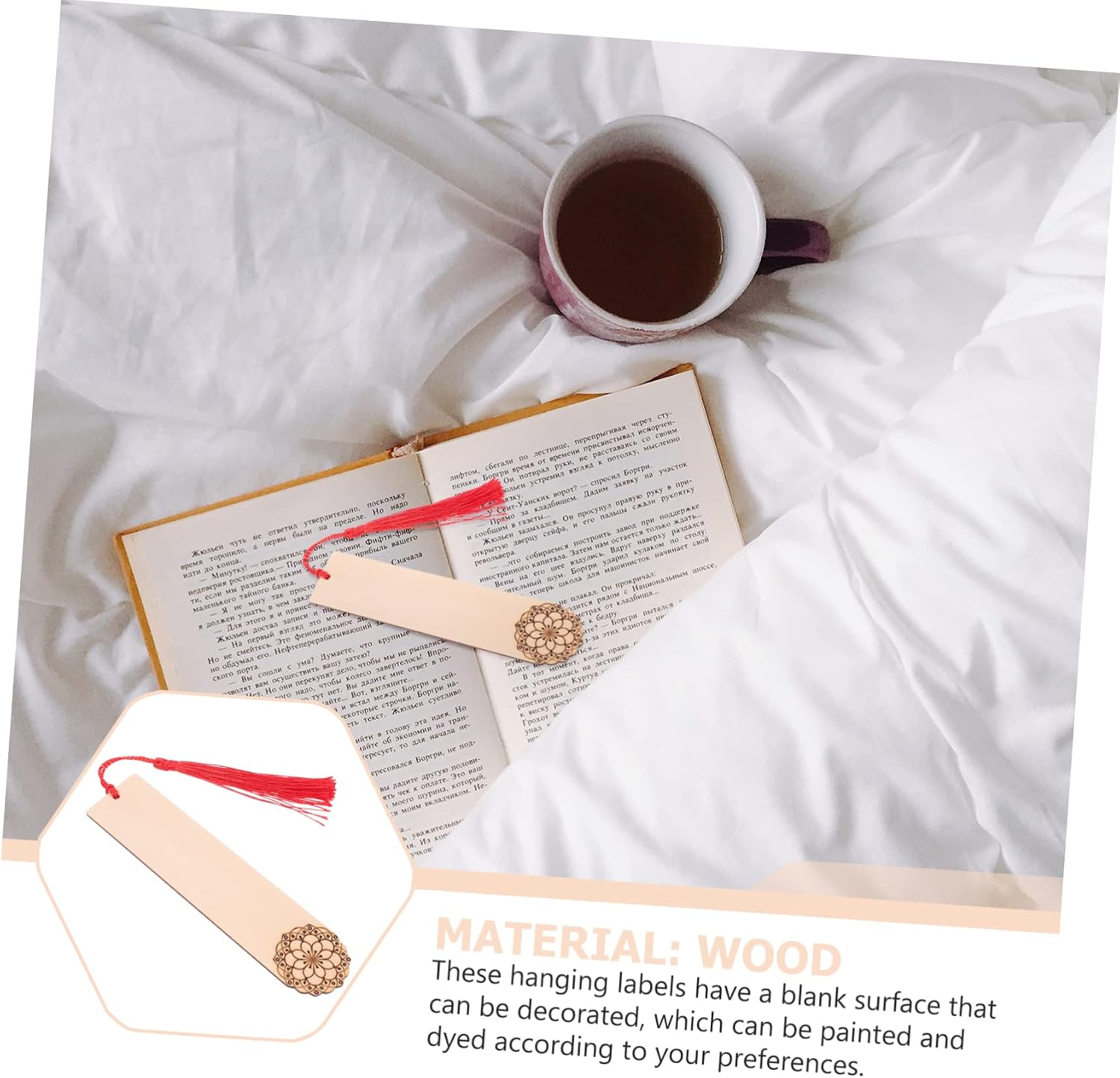 ONDIAN Bookmark Wooden with Novel Books Bible Tags Cards Unfinished ...