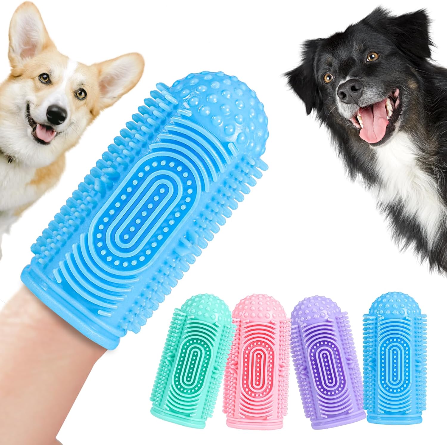 MZHJYWJW Dog Toothbrush 4pcs Dog Finger Toothbrush Full Surround ...