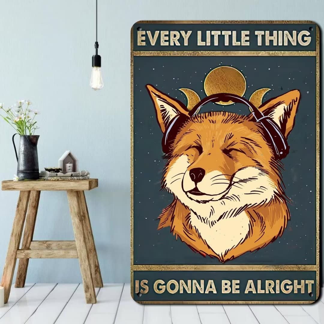 Metal Foxes Sign Wall Decor Vintage Metal Tin Sign Fox Funny Poster ...