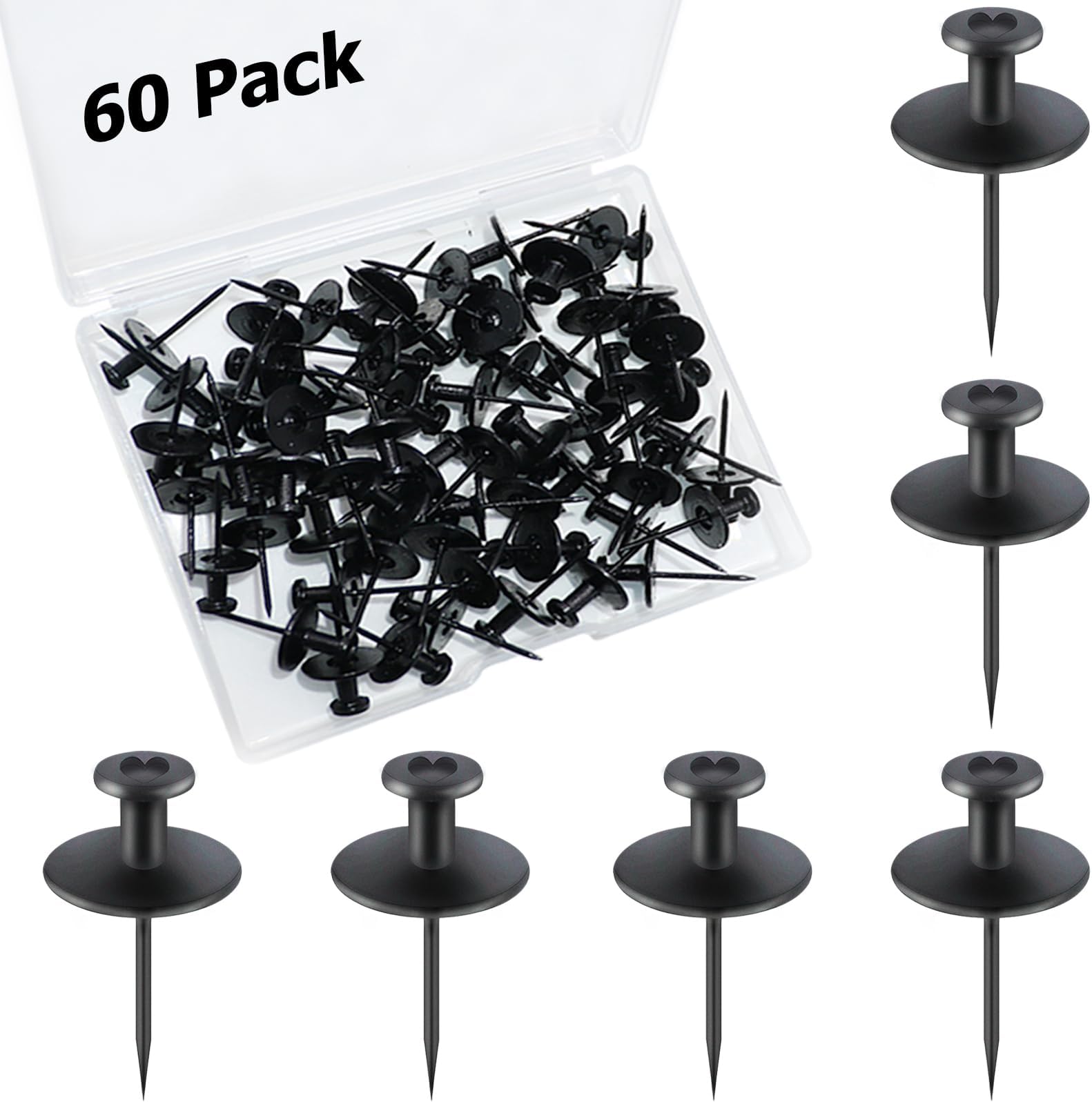60 PCS Double Headed Picture Hanging Hardware Nails, Push Pins Picture ...