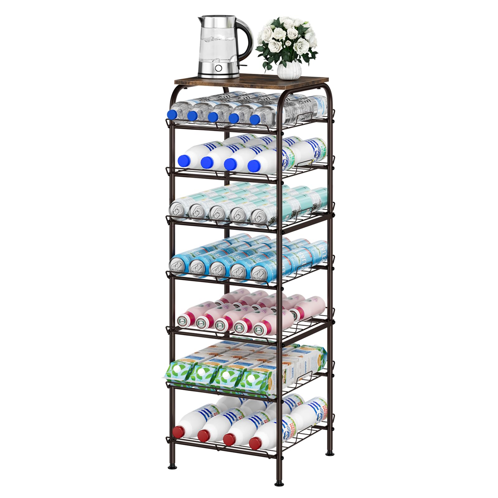 Amazon.com: smusei Water Bottle Organizer 7 Tier Free Standing Water ...