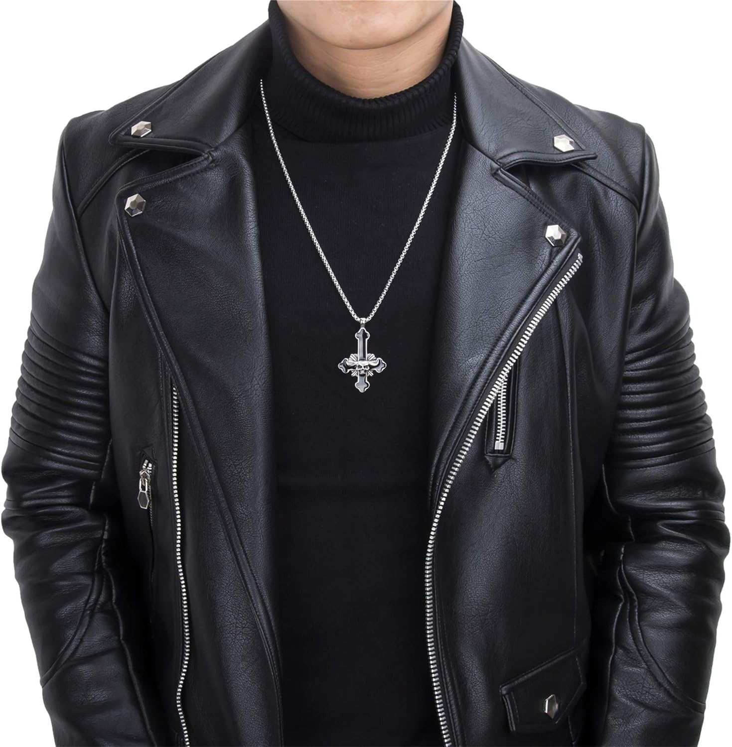 ELFASIO Paslanmaz Çelik Ters Çevrilmiş Haç Kolye Erkek Kadın Kırmızı ...