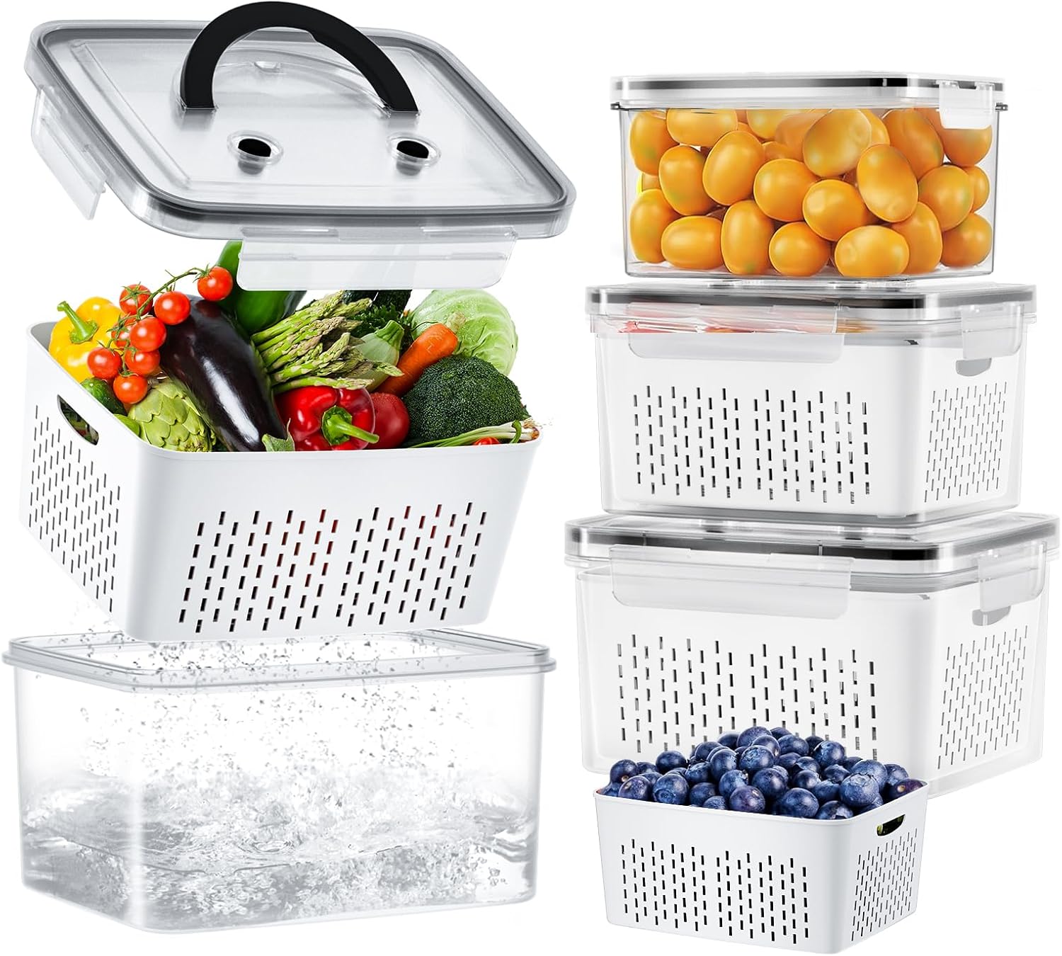 Amazon.com - Mowdug 4 Pack Fruit Storage Containers with Removable ...