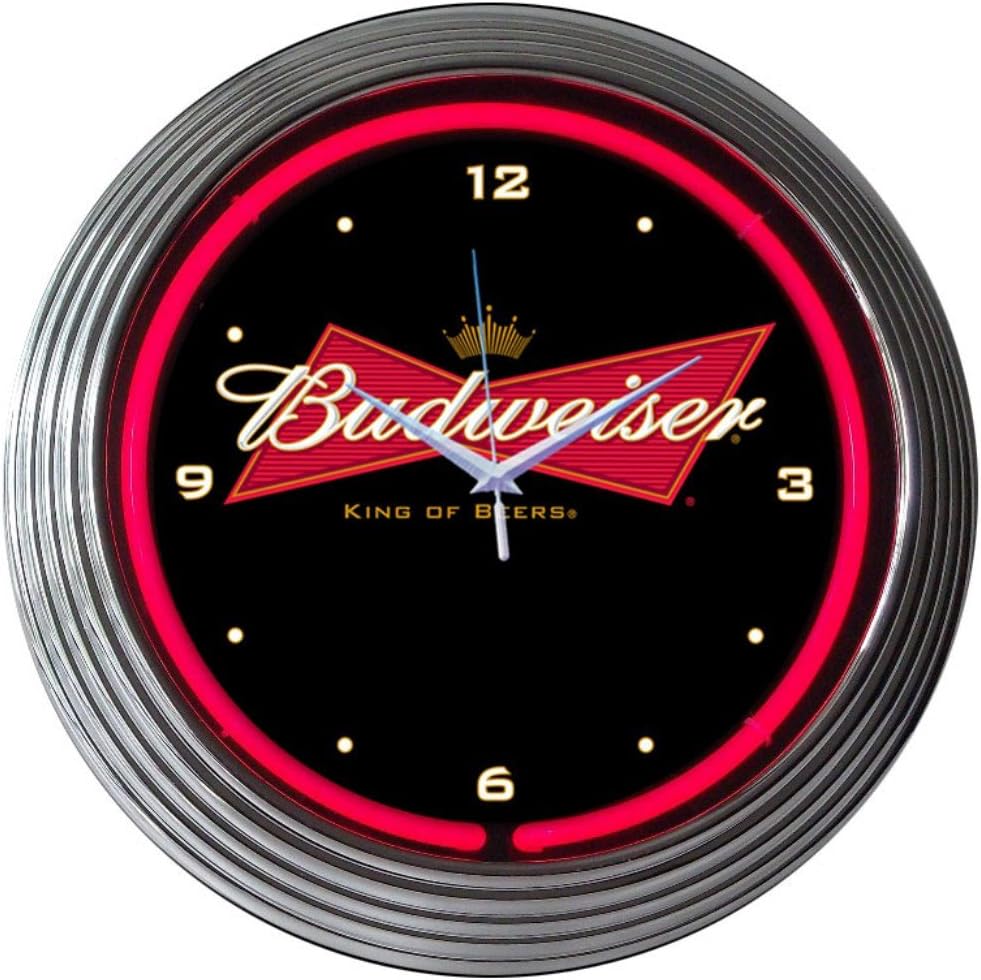 Amazon.com: Neonetics Budweiser Bowtie Neon Wall Clock, 15-Inch : Home ...