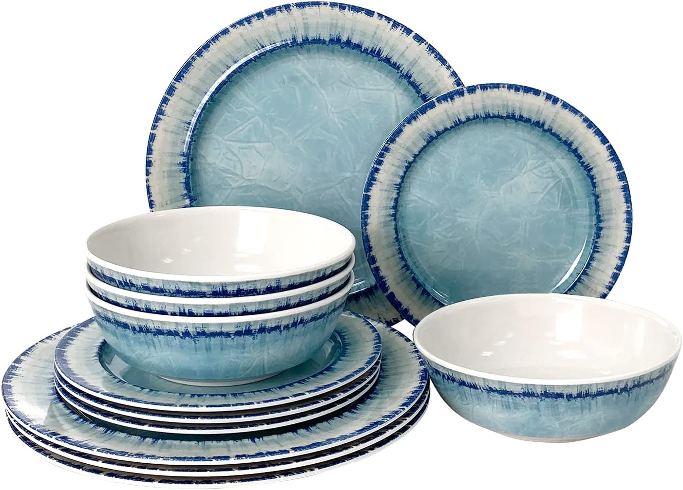 Amazon.com | Rustic Melamine Dinnerware-Set-Plastic Farmhouse-Plates ...
