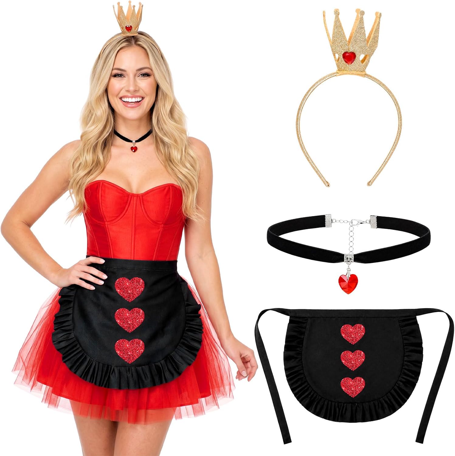 Amazon.com: Funnysoft 3 Pcs Halloween Queen Costume for Women | Include ...