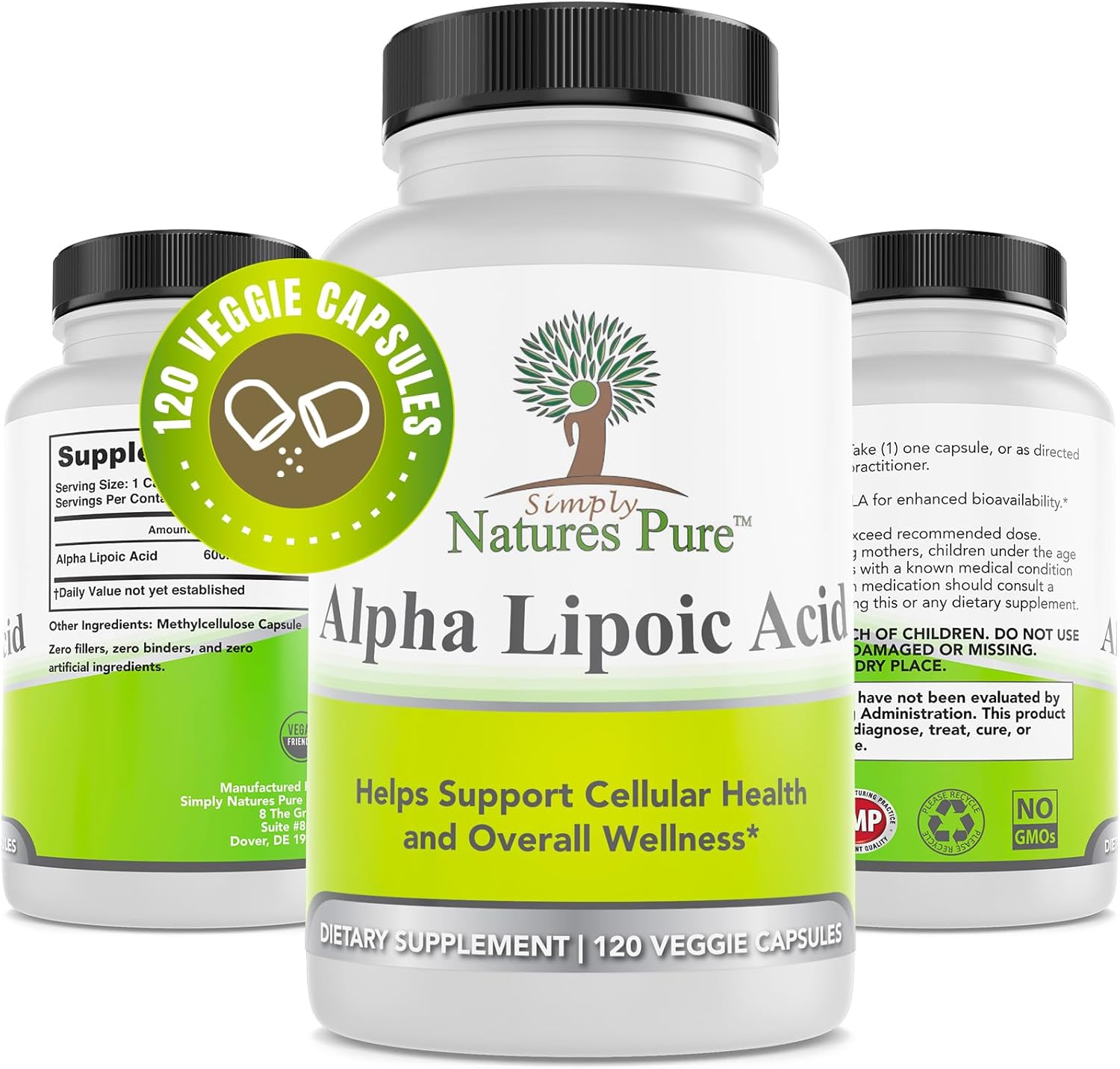 Simply Nature's Pure Alpha Ácido Lipoico 600 mg 120 cápsulas vegetales ...