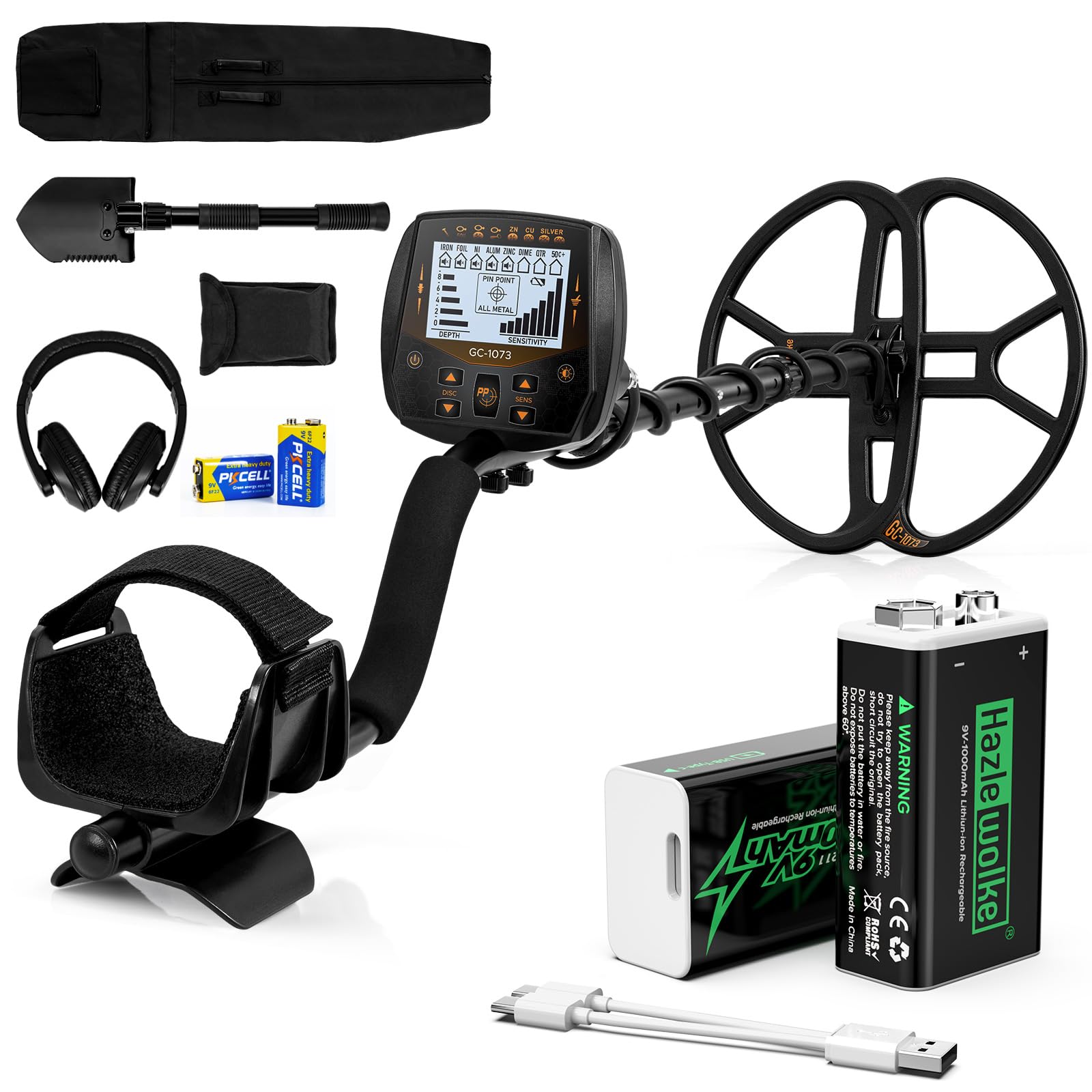 Amazon.com : VVinRC 1073 Metal Detector with PC211 9V Rechargeable ...