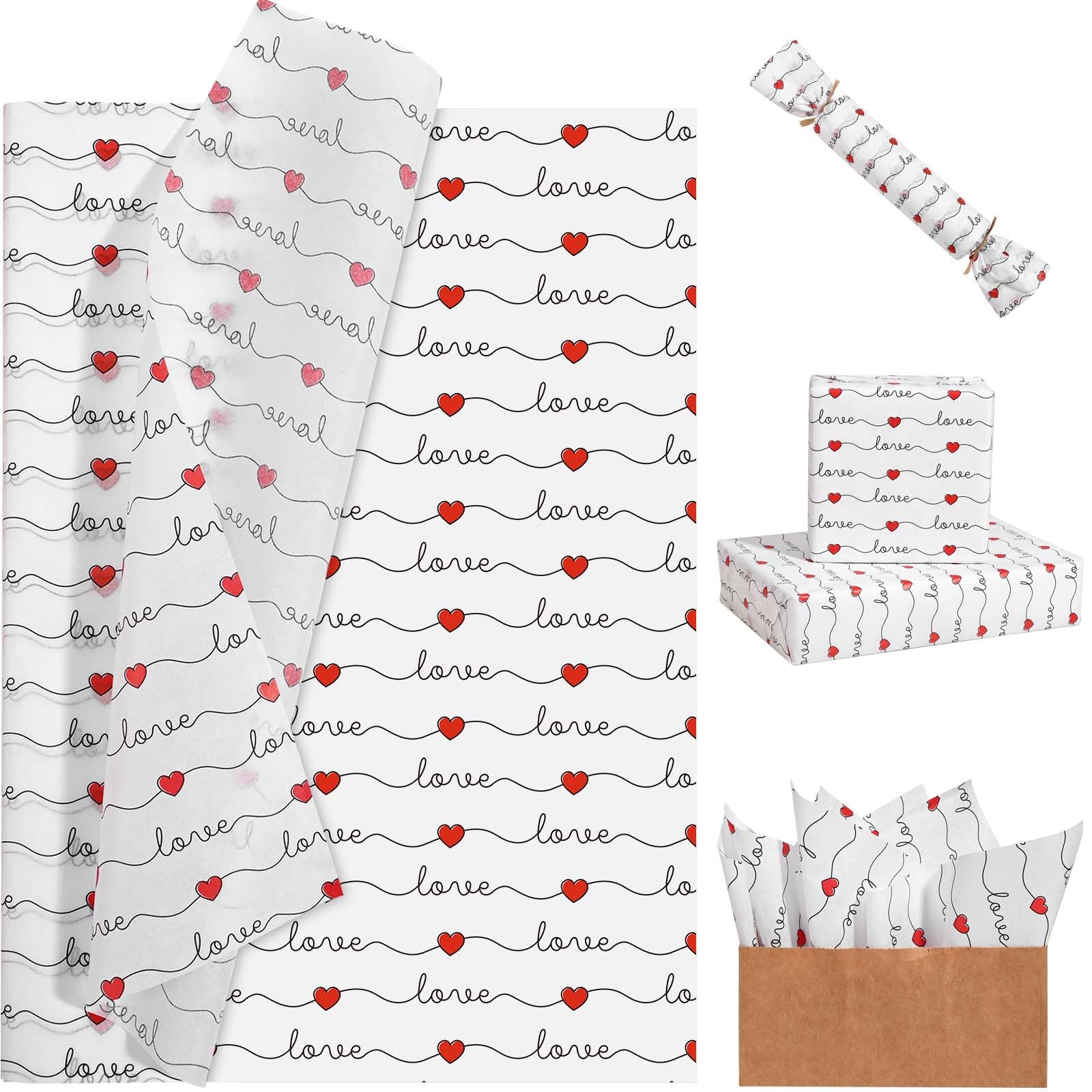 Amazon.com: Sanixin 100 Sheets Valentine's Day Tissue Paper for Gift ...