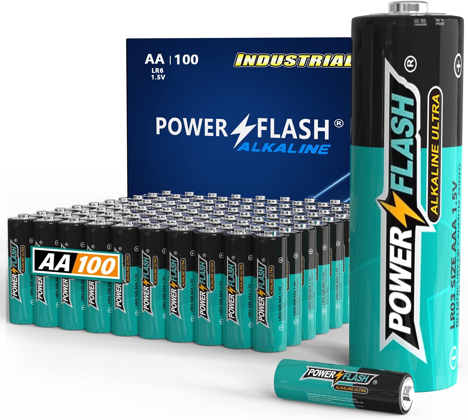 Amazon.com: POWER FLASH AA Batteries with Fresh Date - 100 Count ...