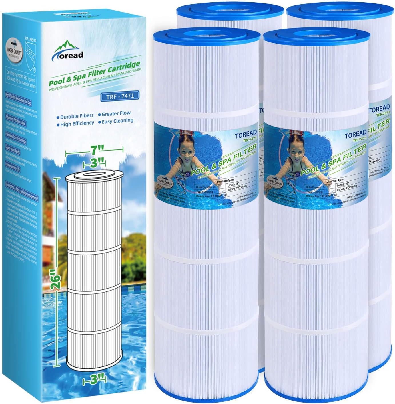 Amazon.com : Optimum Pool Technologies® Pool Filter 4 Pack Compatible ...