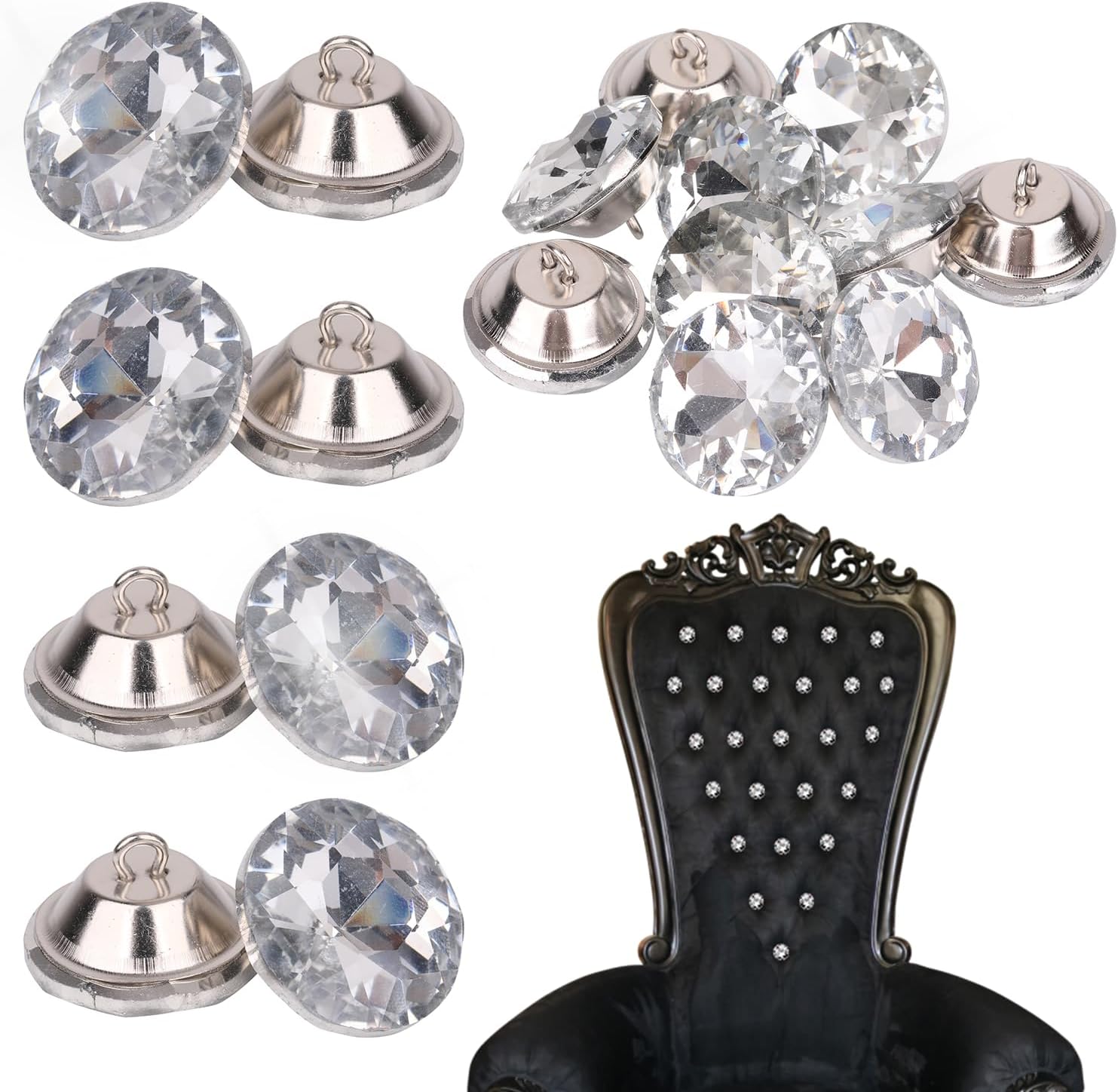 Amazon.com: Trimming Shop 10PCS 30mm Diamond Cut Clear Crystal Glass ...