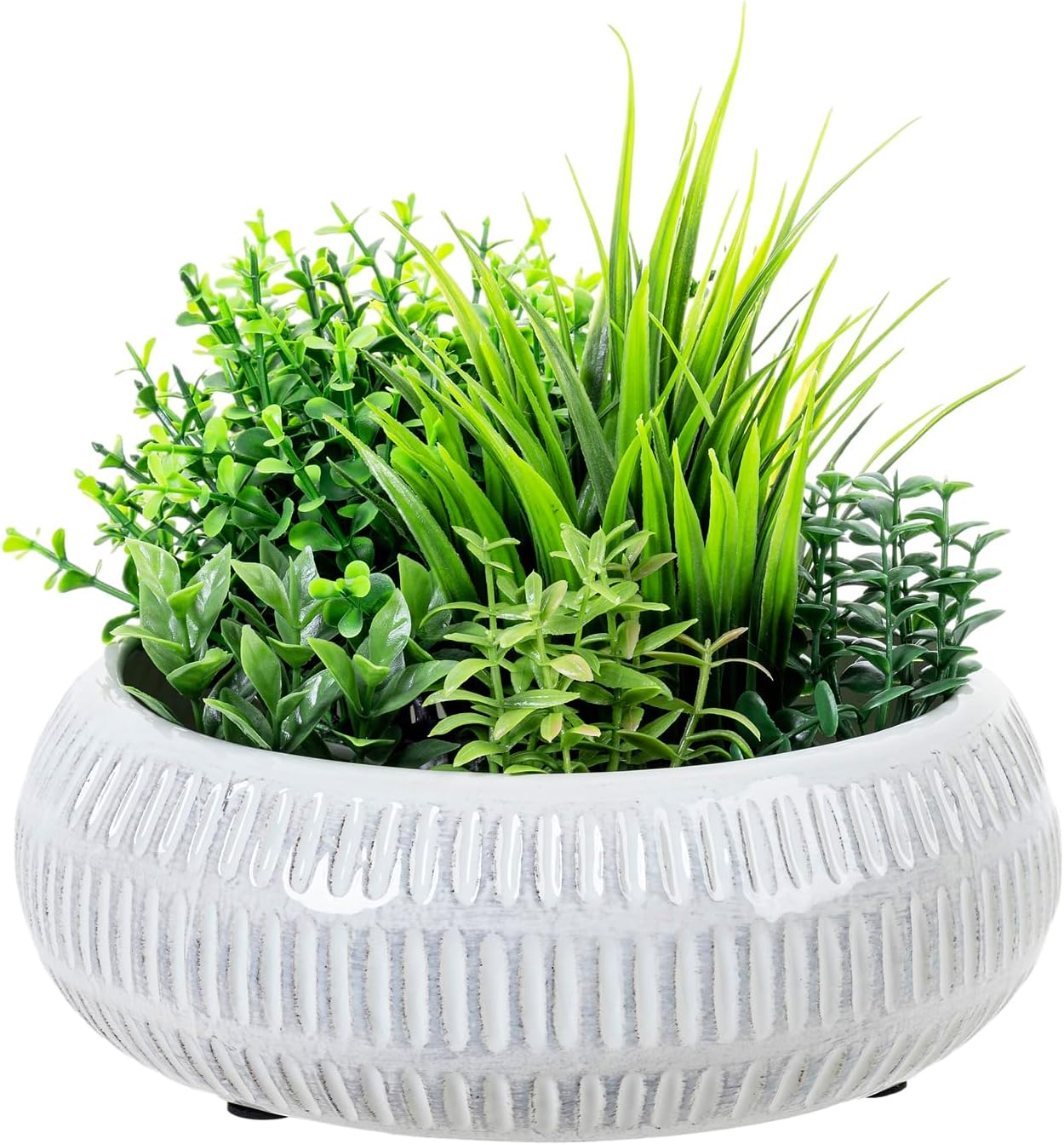 Amazon.com: MyGift 7 Inch Off-White Ceramic Planter Pot Bowl with ...