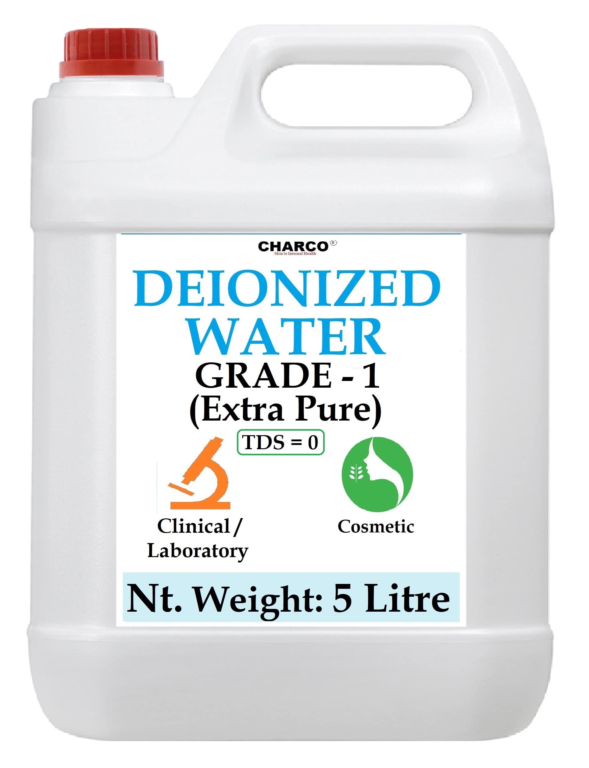 Buy CHARCO Deionized Water - Distilled (TDS = 0), (5 Litre) Spl. for ...