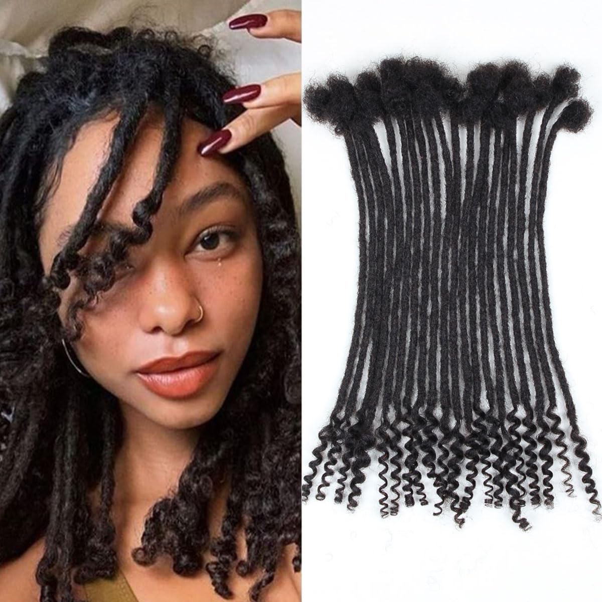 Amazon.com : Vecago 12 inch 30 Strands Loc Extensions Human Hair Curly Ends, 0.4cm Width Soft ...