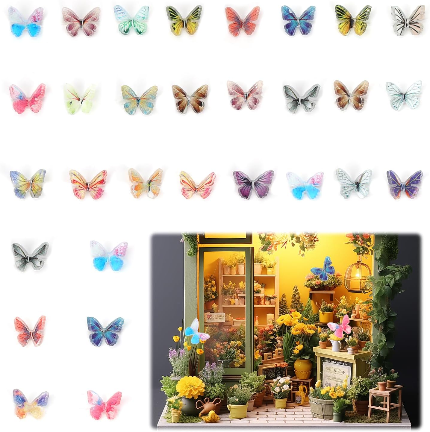Amazon.com: Aesnoun 30pcs Micro Resin Butterflies, Miniature Resin ...