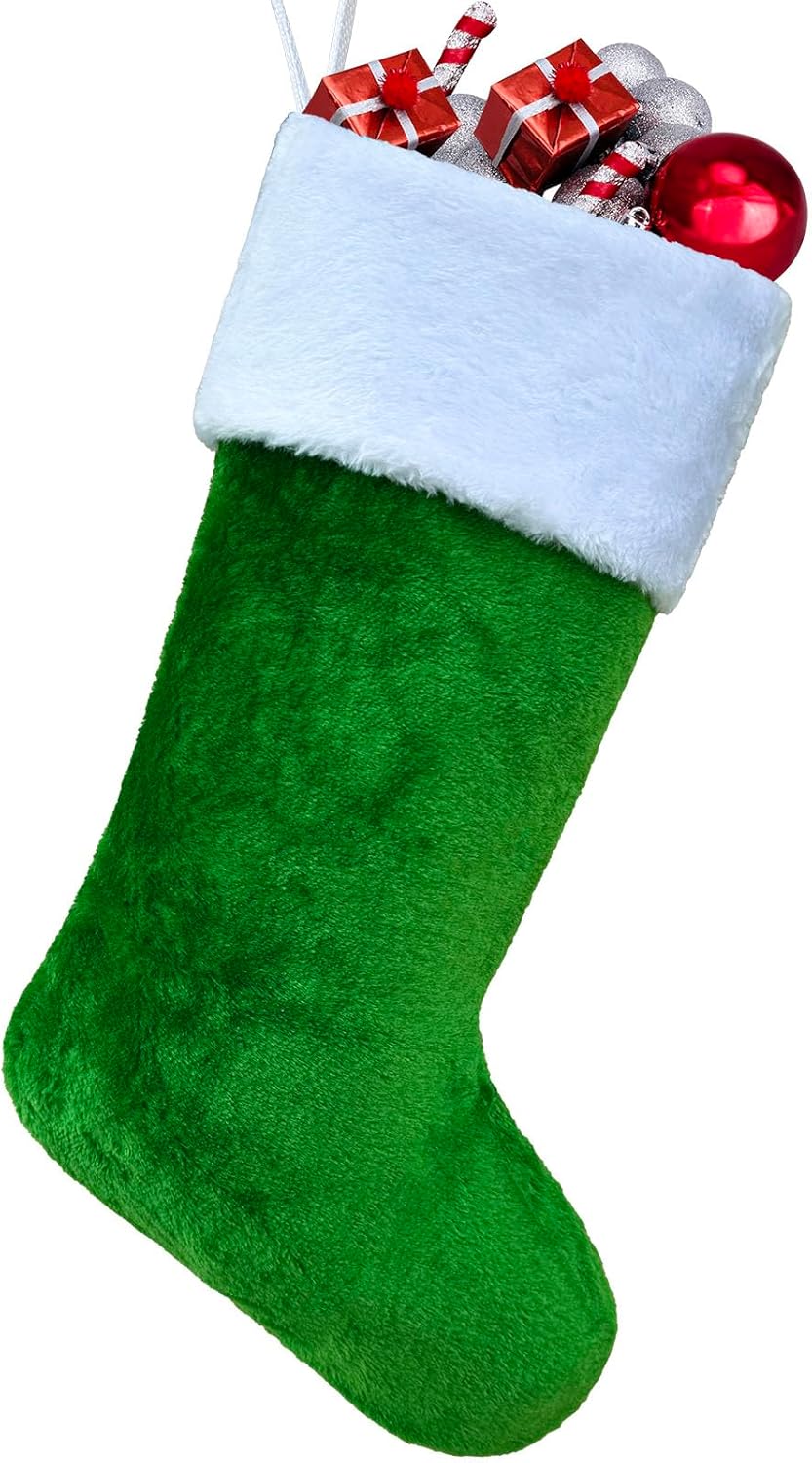 Amazon.com: Green and White Christmas Stocking Classic Personalized ...