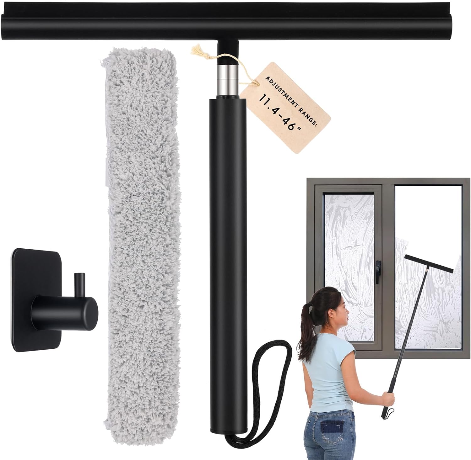 Amazon.com: Telescopic Squeegee for Shower Glass with Long Handle ...