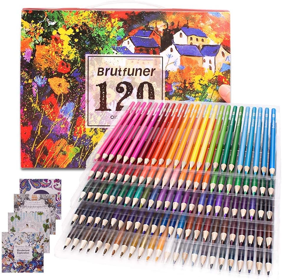 Adult Coloring Book 120 Colour Pencil Set for Artists, Kids, Sketchers ...