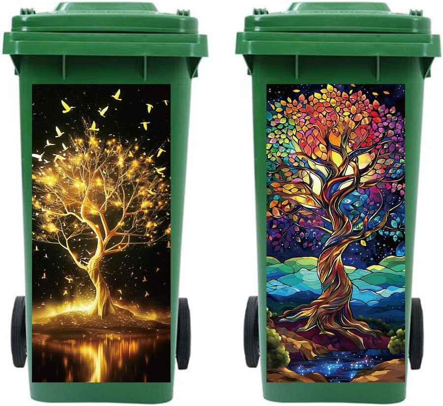 Amazon.com: Peacoblue Wheelie Bin Stickers 2 Sheets Tree of Life Sticky ...