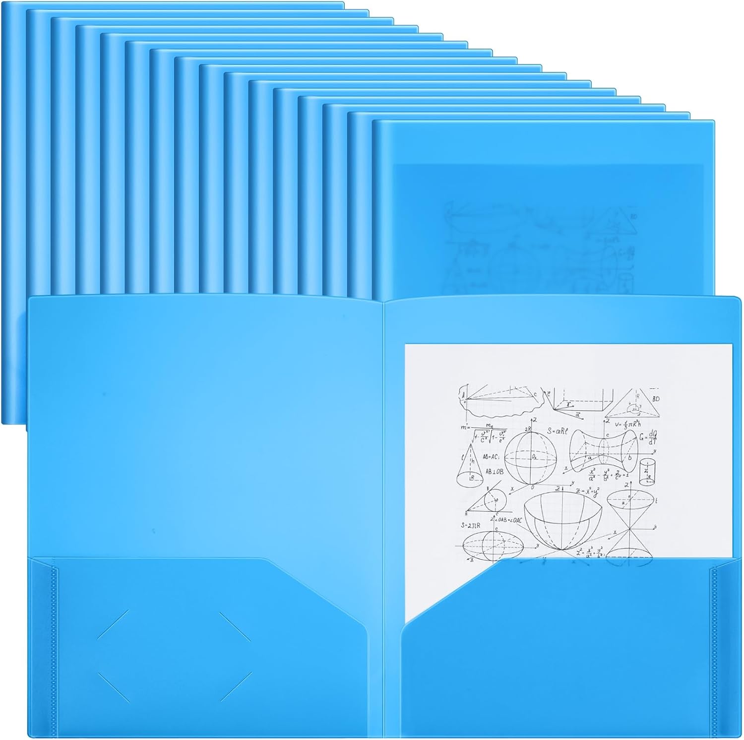 Amazon.com : Yeaqee 50 Pcs Plastic Folders with Pockets and Prong ...