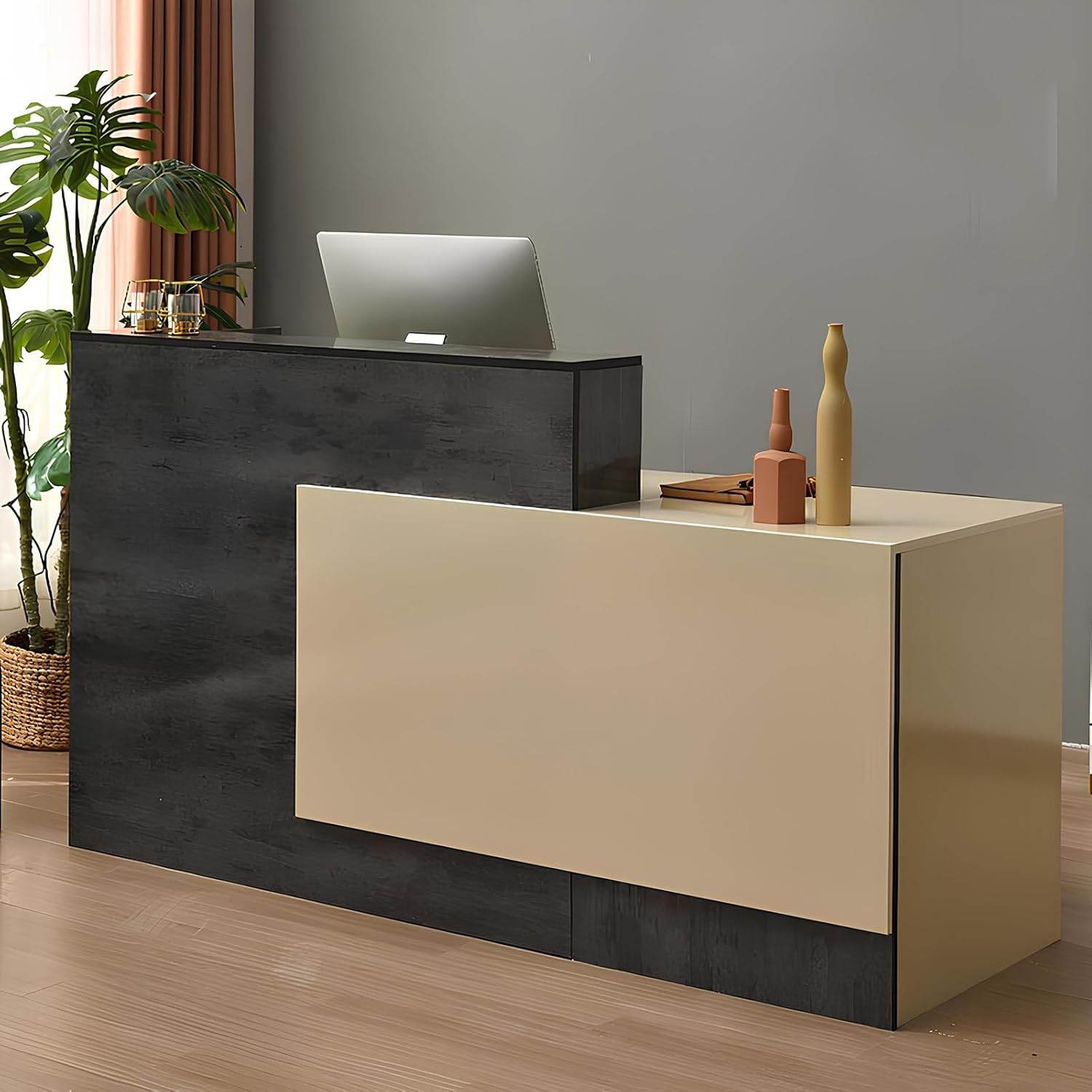 Amazon.com: Front Desk Reception Desk, L Shape Reception Desk with ...